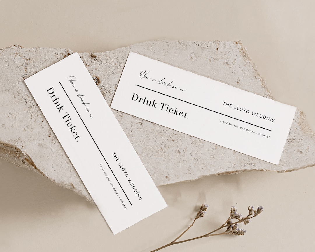 Wedding Drink Tokens, Drink Coupon, Bar Tokens, Modern Minimalist ...