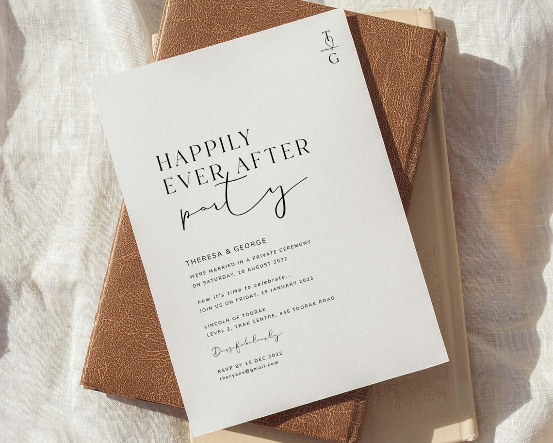 Modern Wedding Invitation Set Template, Intimate Wedding Invitation ...