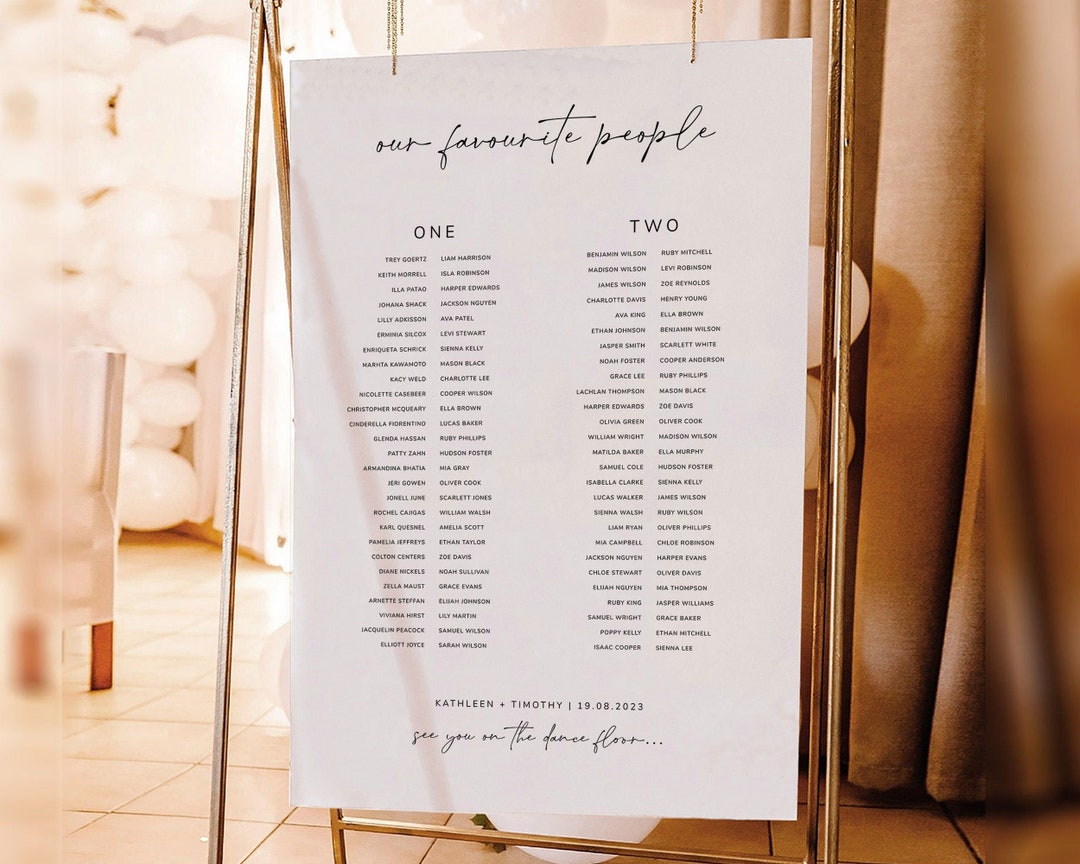 Banquet Table Seating Plan, Modern Wedding Seating Chart Long Table ...