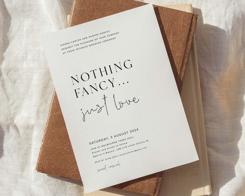 Intimate Wedding Invitation Set, Elopement After Party, Nothing Fancy ...