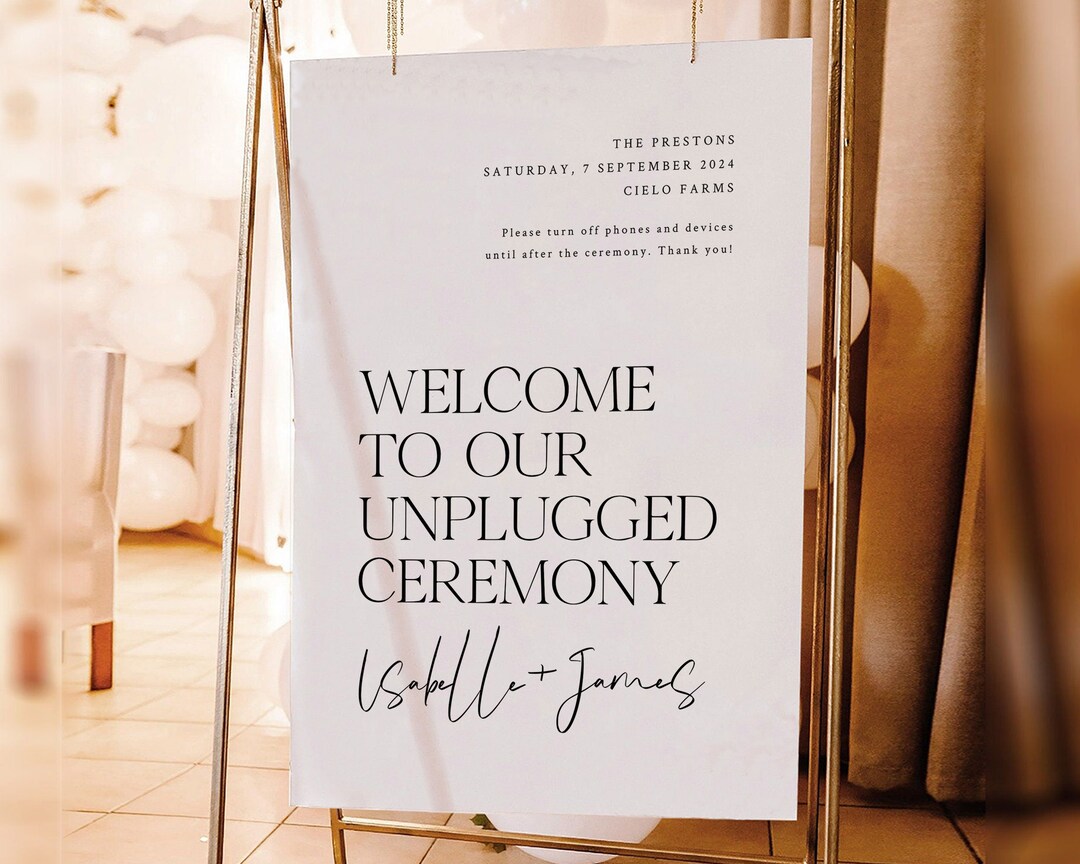 Unplugged Ceremony Sign Template, Printable Wedding Welcome Sign ...