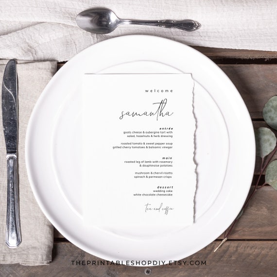 Editable Wedding Menu With Guest Name Printable Menu Cards | Etsy
