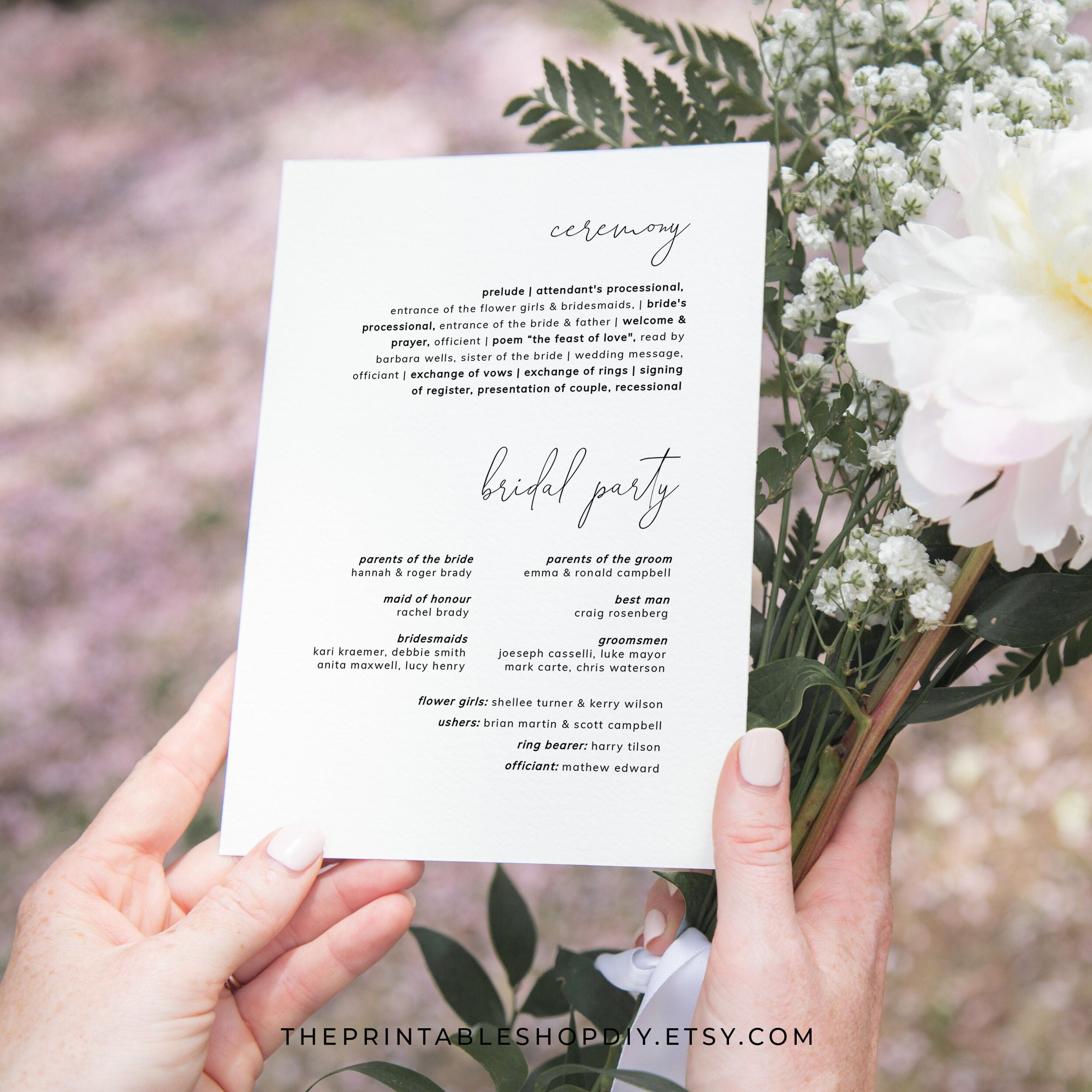 Templates modern wedding program template minimalist digital wedding ...