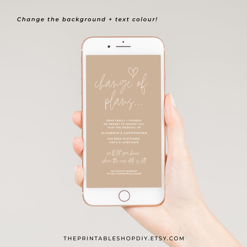 Change of Plans Cancel Wedding Announcement Change the Date - Etsy ...