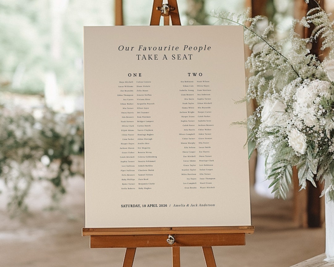 Classic Seating Chart Template, Printable Banquet Table Plan Editable ...