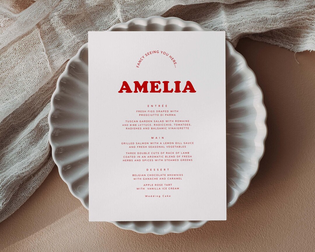 Modern Wedding Menu With Guest Name, Boho Menu Card, Arch Wedding Guest ...