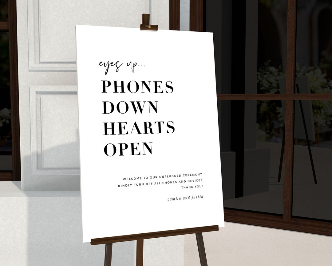 Unplugged Wedding Ceremony Sign Download, Eyes up Phones Down Hearts ...