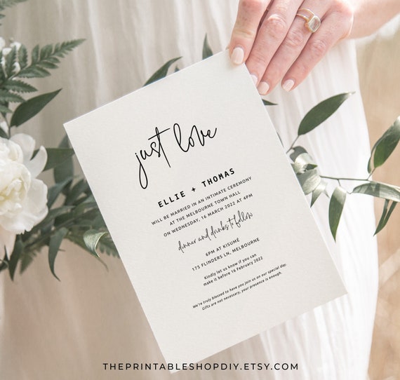 Intimate Wedding Invitation Wedding Reception Invitation - Etsy