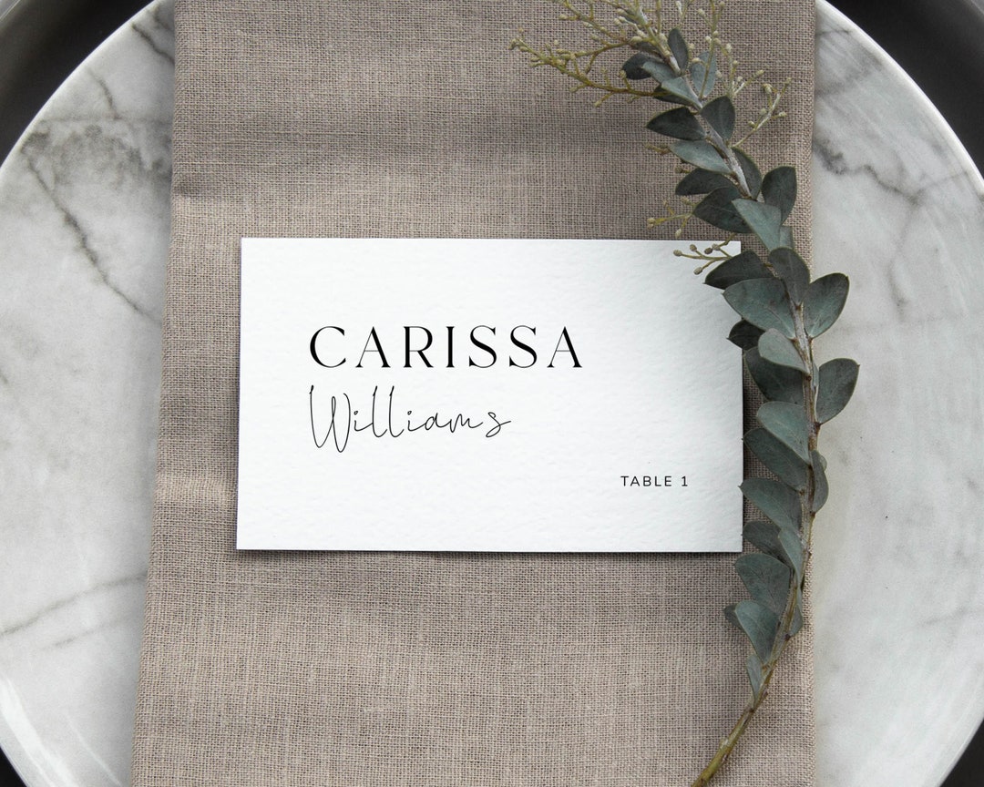 Editable Place Cards Template, Modern Wedding Reception Name Card ...