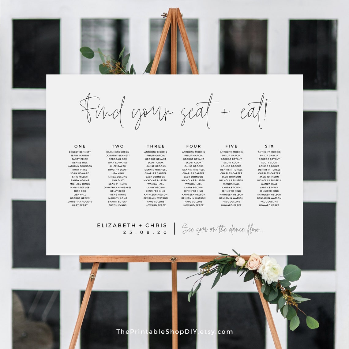 Landscape Seating Chart Template Long Tables Wedding Seating | Etsy