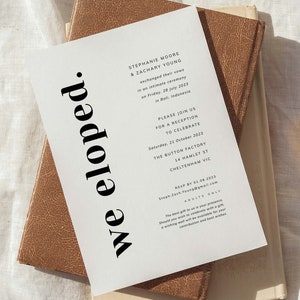 We Eloped Reception Invitation Template Download, Elopement ...