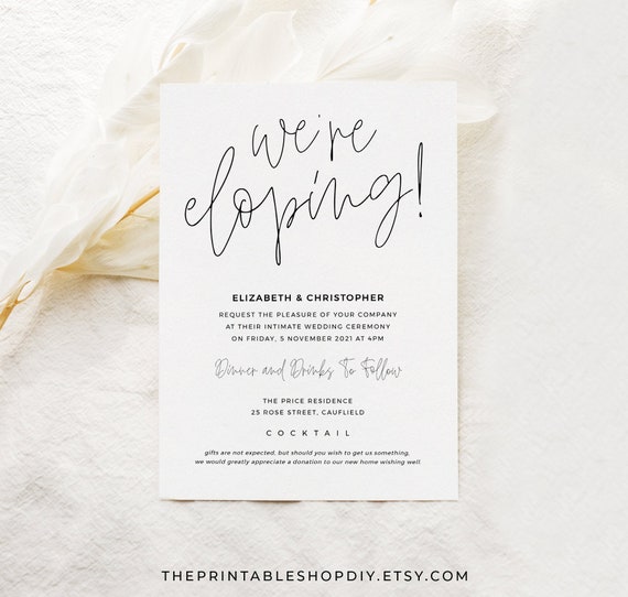 We're Eloping Invitation Boho Elopement Announcement - Etsy