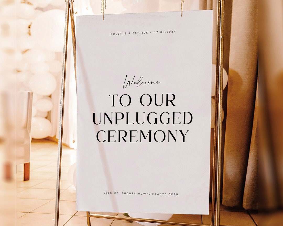No Phones Wedding Welcome Sign Template, Unplugged Ceremony Sign ...