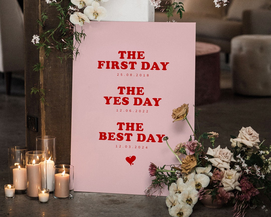 The First Day the Yes Day the Best Day, Our Love Story Sign Template ...