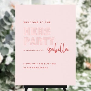Hens Party Welcome Sign Template, Pink Hen Party Sign Download ...