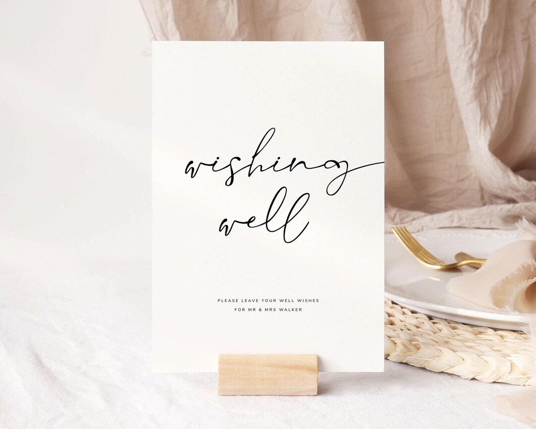 Boho Wedding Wishing Well Sign Template, Printable Wedding Decor ...