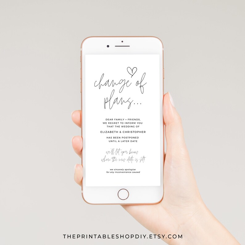 Change of Plans Cancel Wedding Announcement Change the Date - Etsy ...