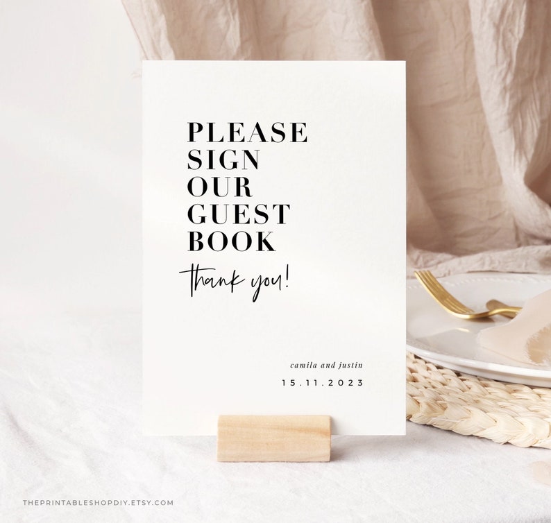 Please Sign Our Guest Book Sign Template Modern Wedding Guest - Etsy