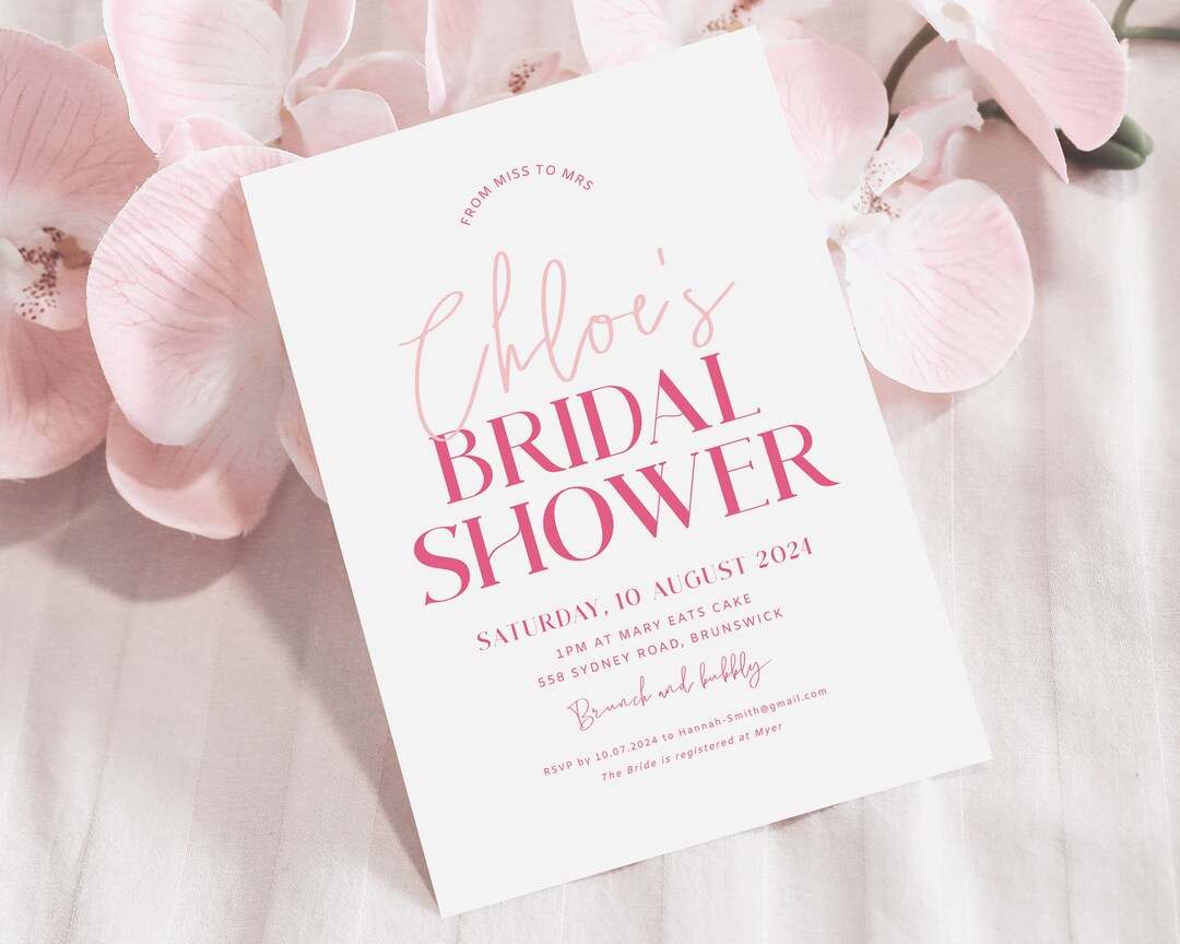 Pink Bridal Shower Invitation Template, Brunch and Bubbly Bridal Shower ...