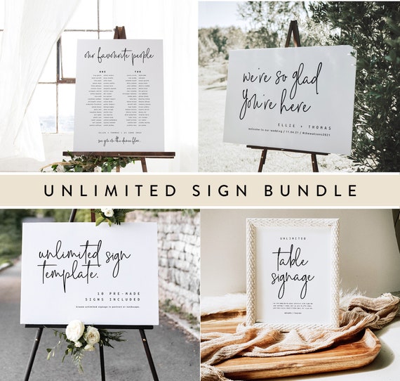 Printable Wedding Sign Template Bundle Create Your Own Signs - Etsy