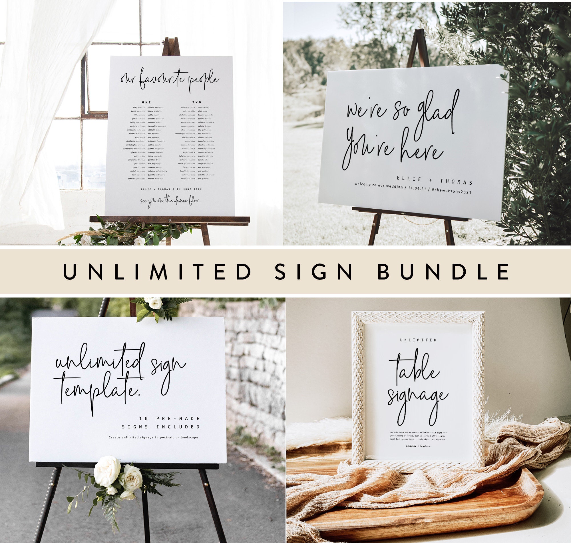 Printable Wedding Sign Template Bundle Create Your Own Signs - Etsy ...