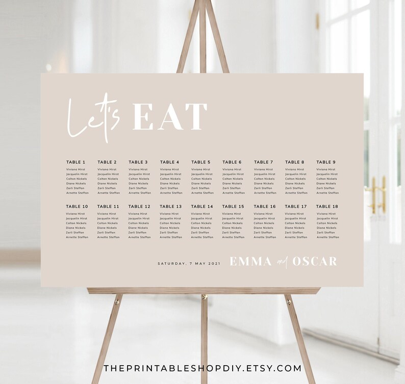 Printable Seating Plan Modern Wedding Seating Chart Template - Etsy ...