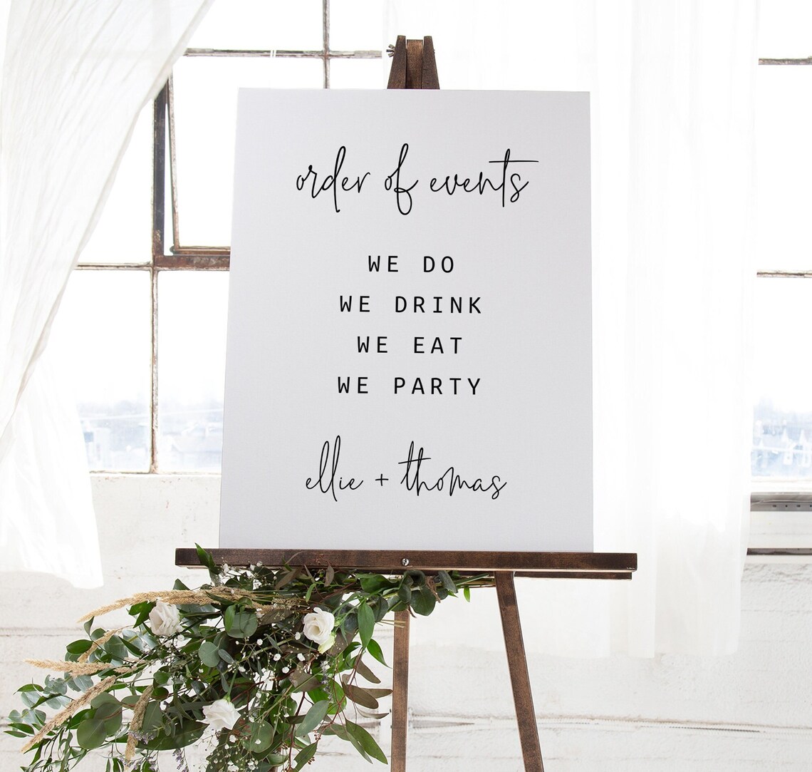 Modern Wedding Welcome Sign Template We Do We Drink We Eat We | Etsy