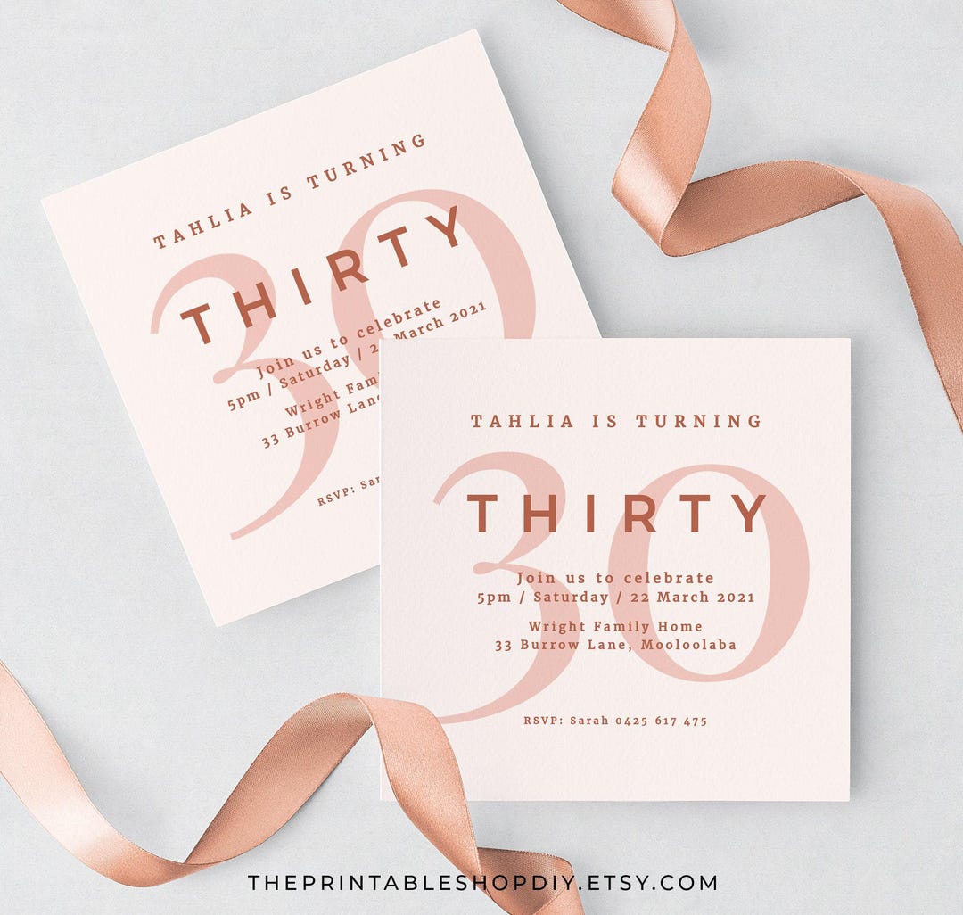 Modern Birthday Invitation Template Download, Thirty Birthday Invite ...