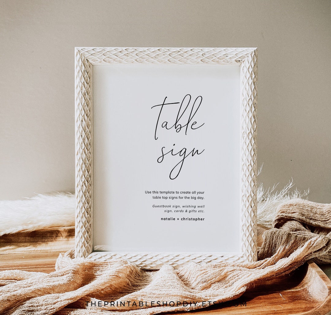 Modern Wedding Signage Template, Printable Wedding Table Sign Bundle ...