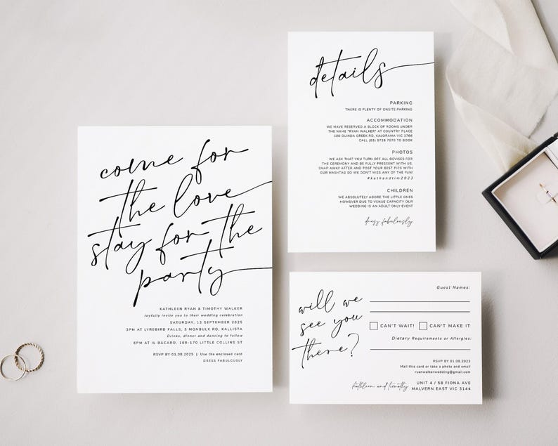 Printable Wedding Invitation Template, Come for the Love Stay for the ...