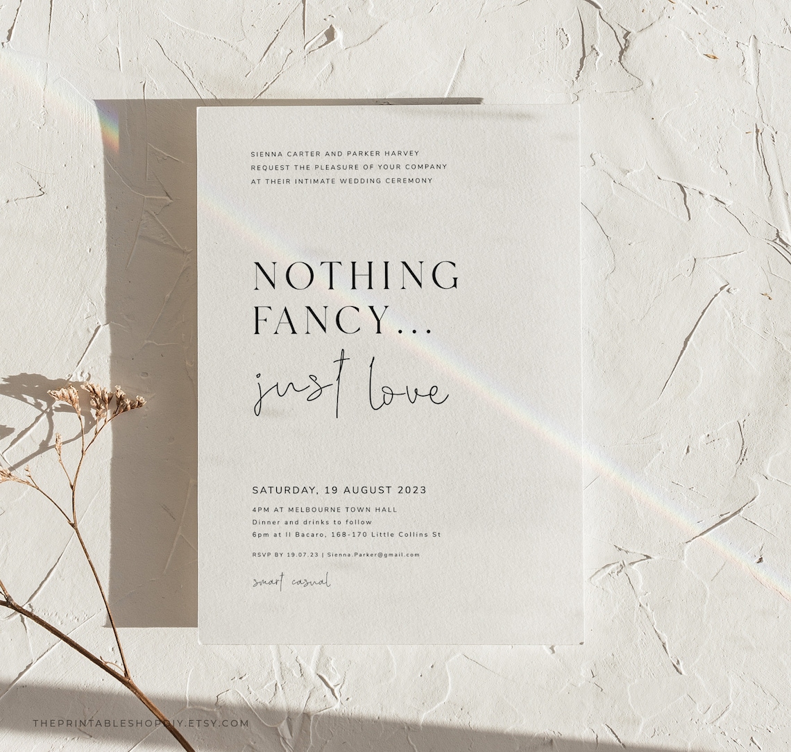 Intimate Wedding Invitation Template Nothing Fancy Just Love - Etsy