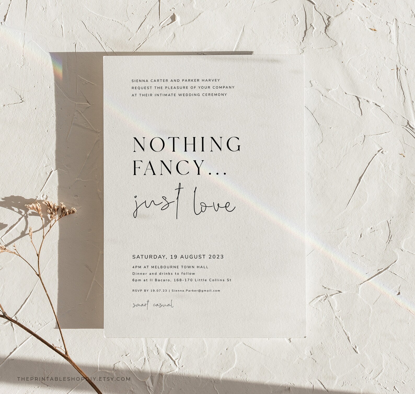 Intimate Wedding Invitation Template Nothing Fancy Just Love - Etsy