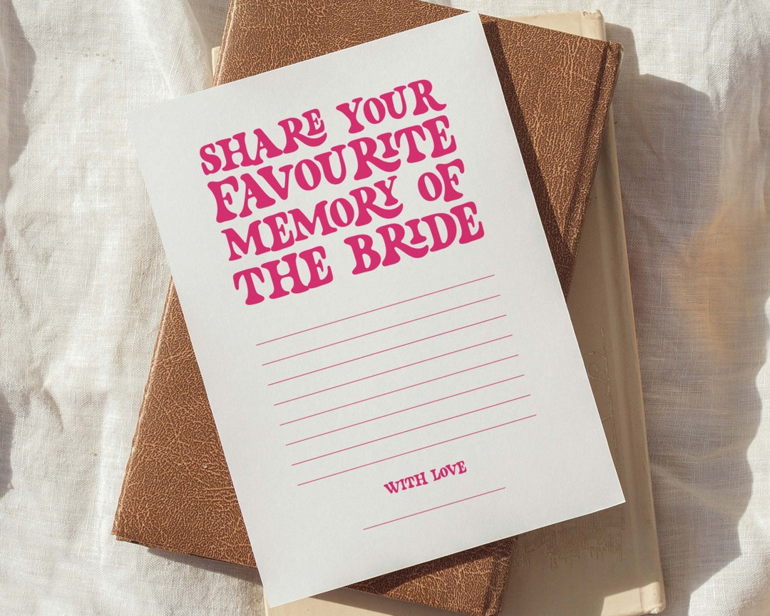 Memory of the Bride, Printable Bridal Shower Game Template Pink, Share ...