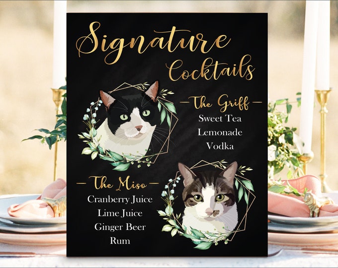Chalkboard Signature Drink Sign, Chalkboard Pet Drink Sign, Custom ...