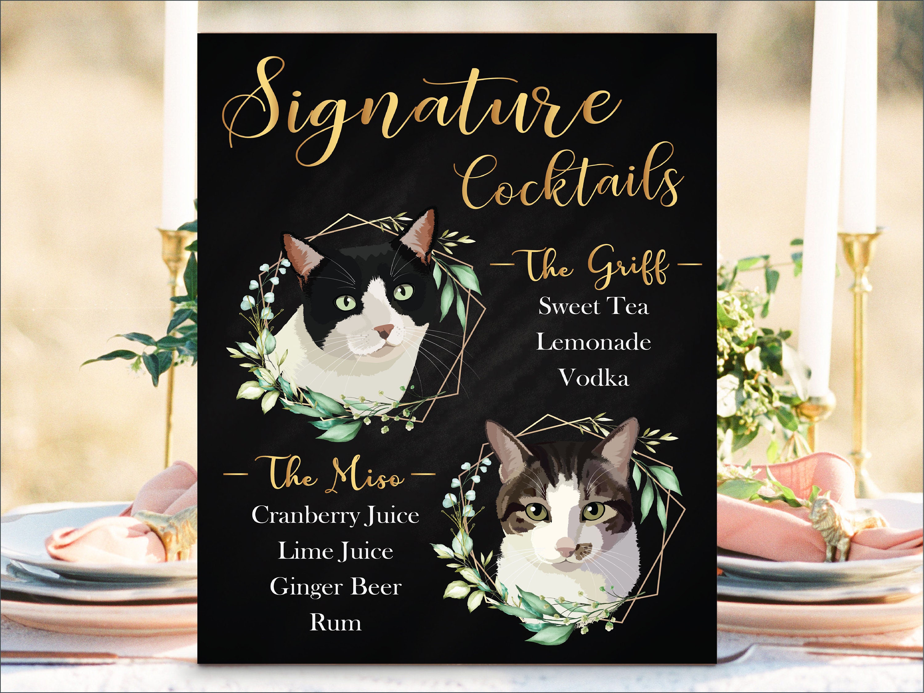 Chalkboard Signature Drink Sign Chalkboard Pet Drink Sign | Etsy