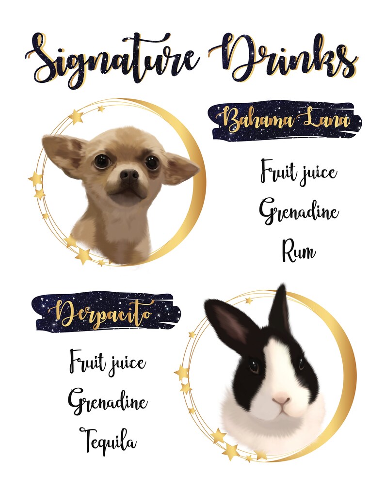 Signature Drink Sign Pet Signature Cocktail Sign Custom | Etsy