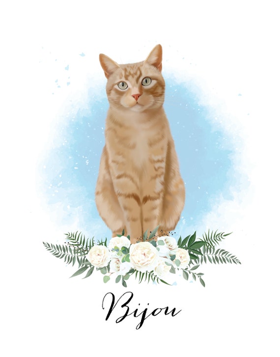 Custom Cat Portrait Custom Cat Printable Custom Cat Lover | Etsy