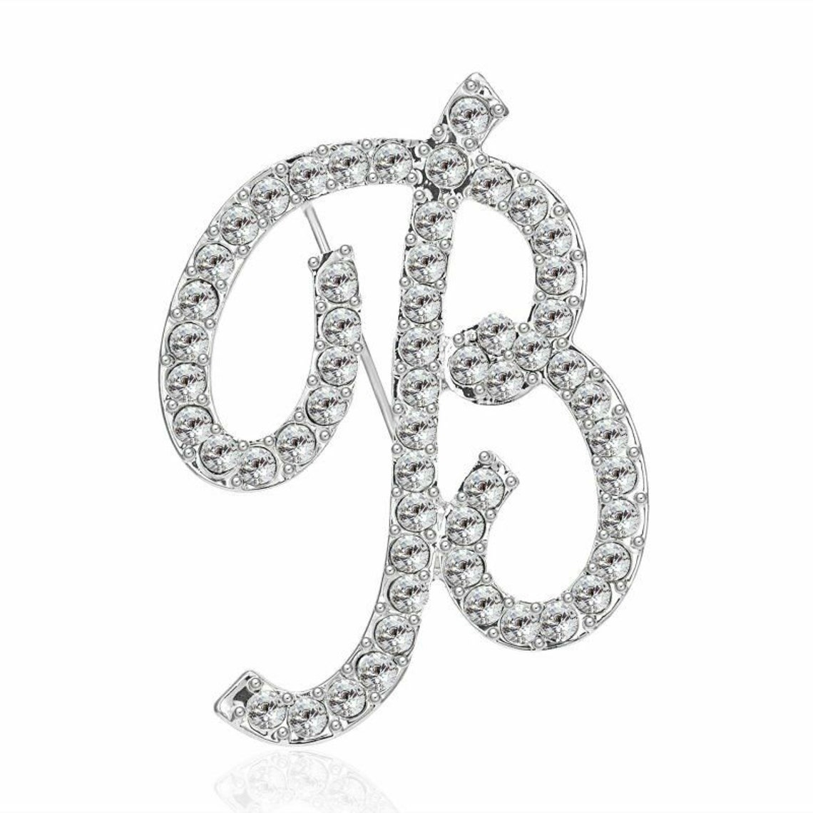 Rhinestone Letter B Brooch . Free Shipping . White | Etsy