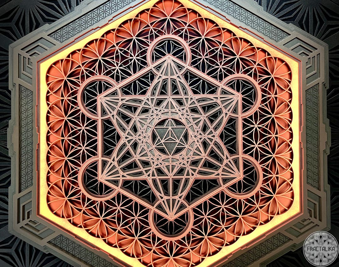 Wooden Sacred Geometry Light, Wall Decoration, Yoga Studio LED Wall Art ...