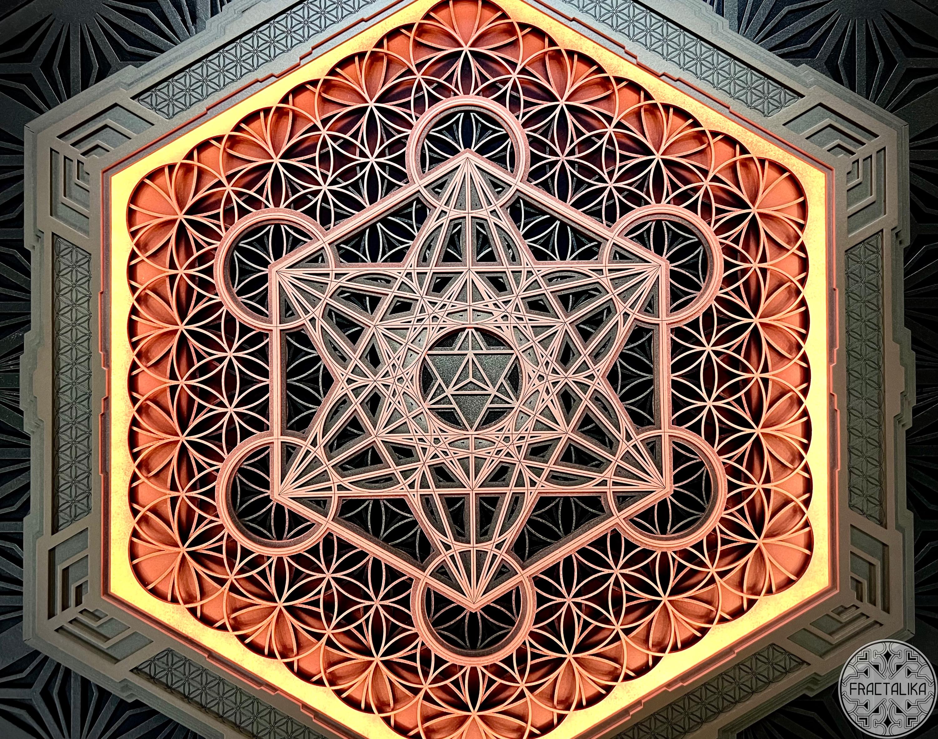 Wooden Sacred Geometry Light, Wall Decoration, Yoga Studio LED Wall Art ...