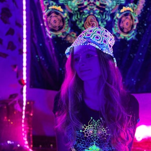 Trippy Bucket Hat, Blacklight Active Panama, Festival Headwear ...