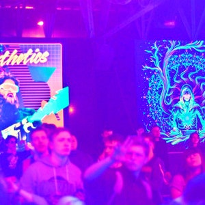 Cyberpunk Tapestry, Neon Ultraviolet Deco, Postapocalypse Darksynth ...
