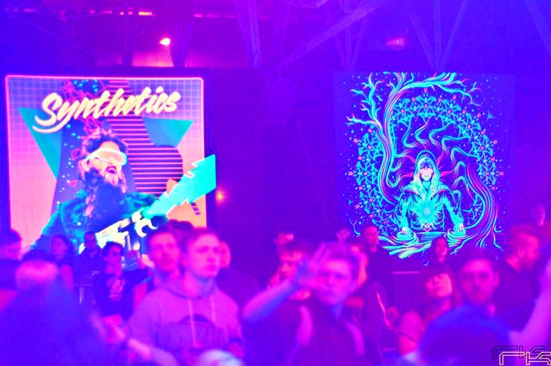Cyberpunk Tapestry, Neon Ultraviolet Deco, Postapocalypse Darksynth ...