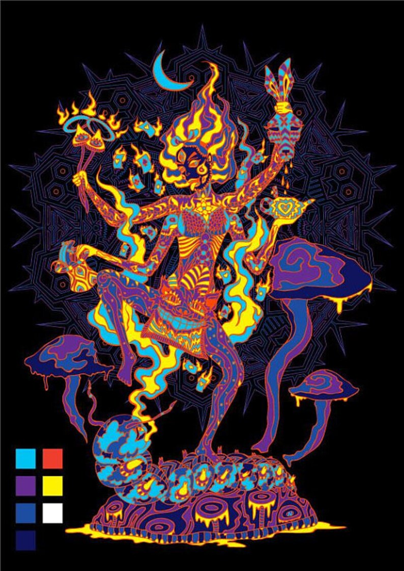 UV Backdrop Tapestry Psychedelic Art Kali Goddess Trippy Wall - Etsy