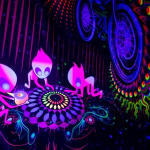 Psychedelic Tapestry, UV Backdrop, Psytrance Festival Deco, Goatrance ...