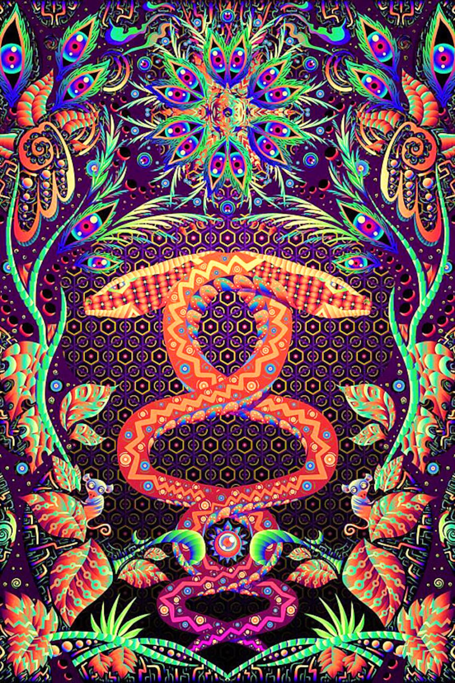 Fluorescent Psychedelic Tapestry Art Trippy Wall Art Visionary - Etsy