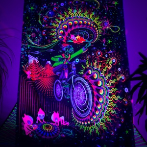 Psychedelic Tapestry, UV Backdrop, Psytrance Festival Deco, Goatrance ...