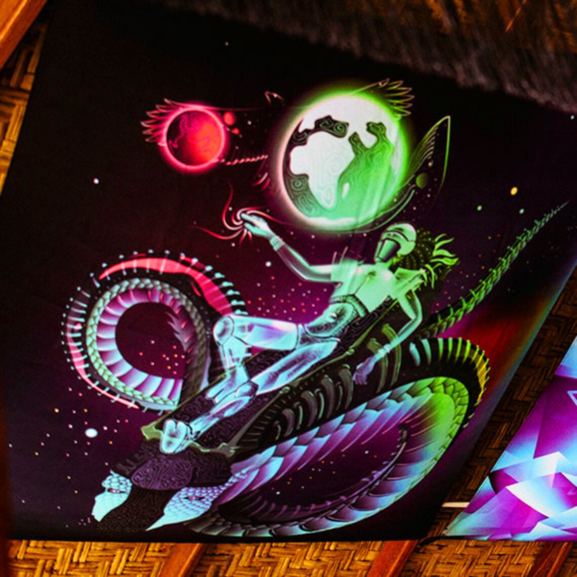 Psychedelic Art Poster, Space UV Fluorescent Glow Psyart, Backdrop ...