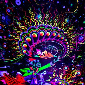 Psychedelic Tapestry, UV Backdrop, Psytrance Festival Deco, Goatrance ...