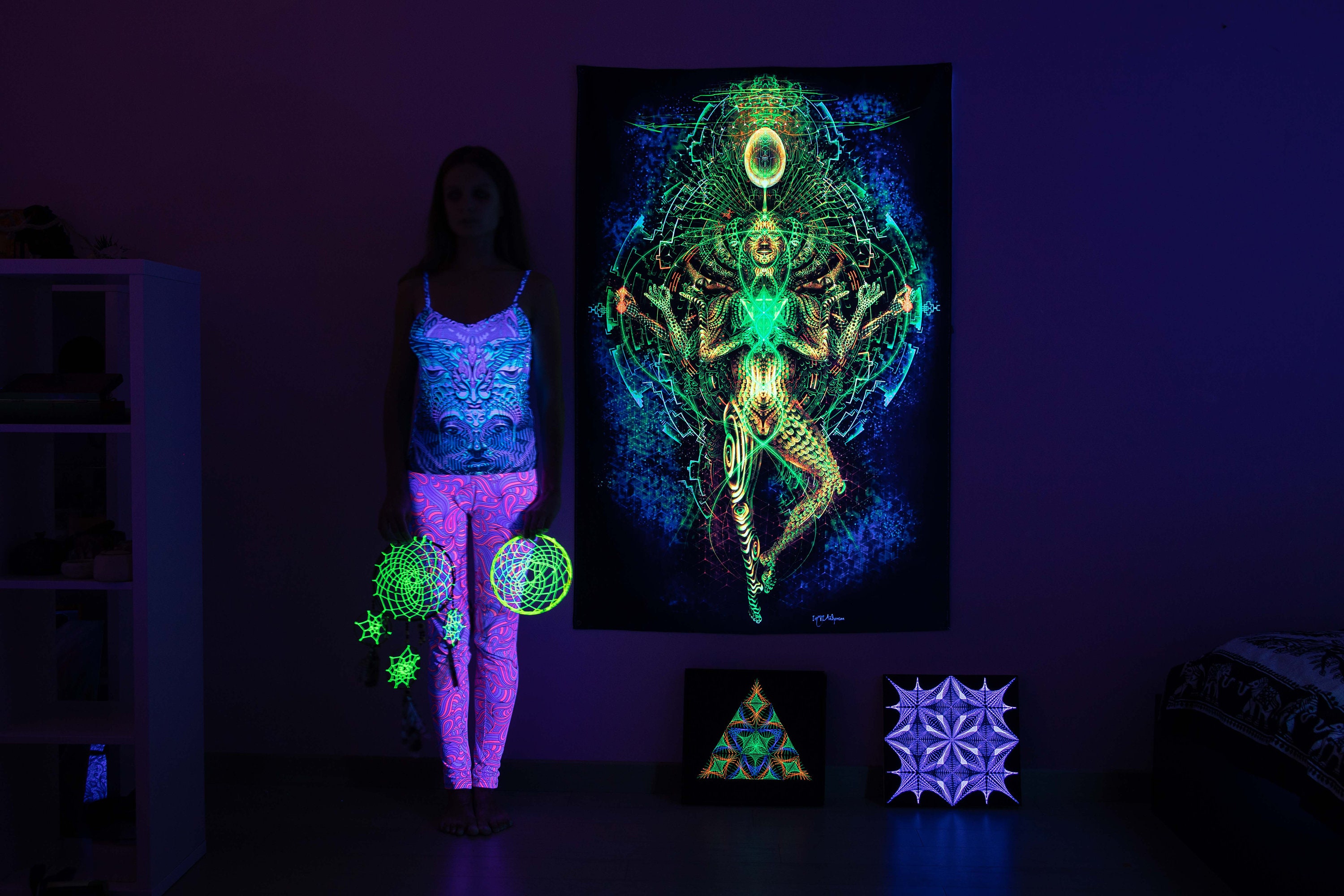 UV Backdrop Psytrance Festival Psydeco, Psytrance Hippie Wall Decor ...